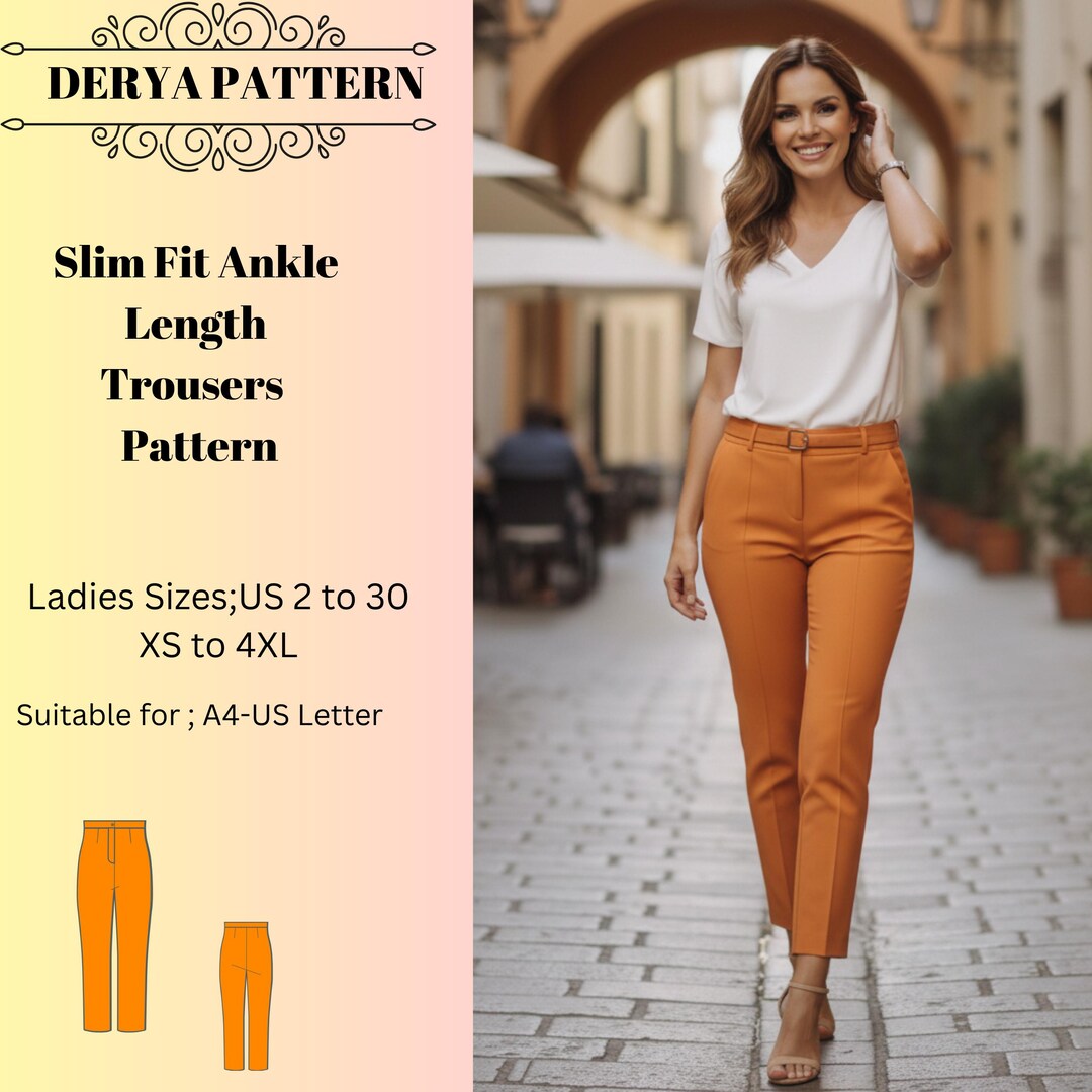 Slim Fit Ankle Trousers Sewing Pattern,women Dress Patterns,pants ...