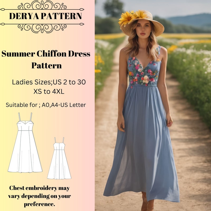 Chiffon Dress Pattern - Etsy