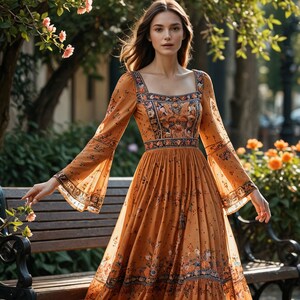 Bell Sleeve Bohemian Dress Sewing Pattern: US Size 2-30 (A4/US Letter ...