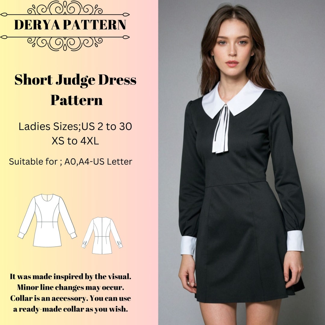 Short Judge Dress Pattern,classic Fit Office Dress Sewing Pattern,sizes ...