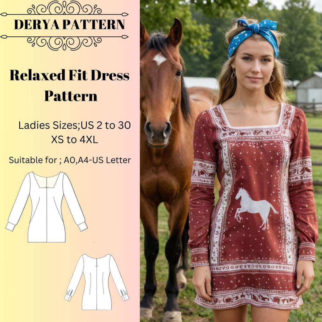 Relaxed Fit Dress Pattern, Summer Dress Pattern,short Spring Dress ...