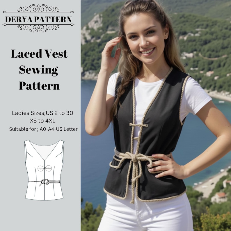 Lace-up Vest Sewing Pattern, Women Dress Modern Design,spring,sun,size ...