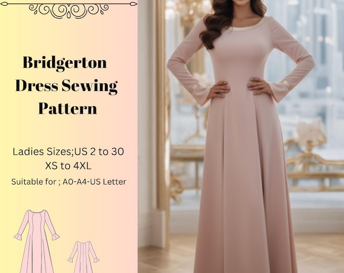 Bridgerton Gown Sewing Pattern, Bridgerton Dress, Renaissance Dress ...