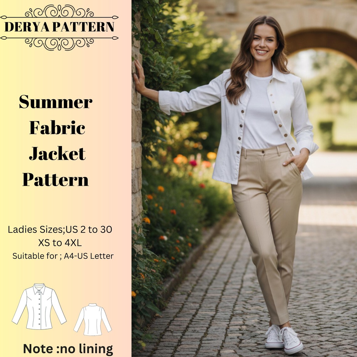 Summer Jacket Sewing Pattern,women Dress Patterns, Unlined Collared ...