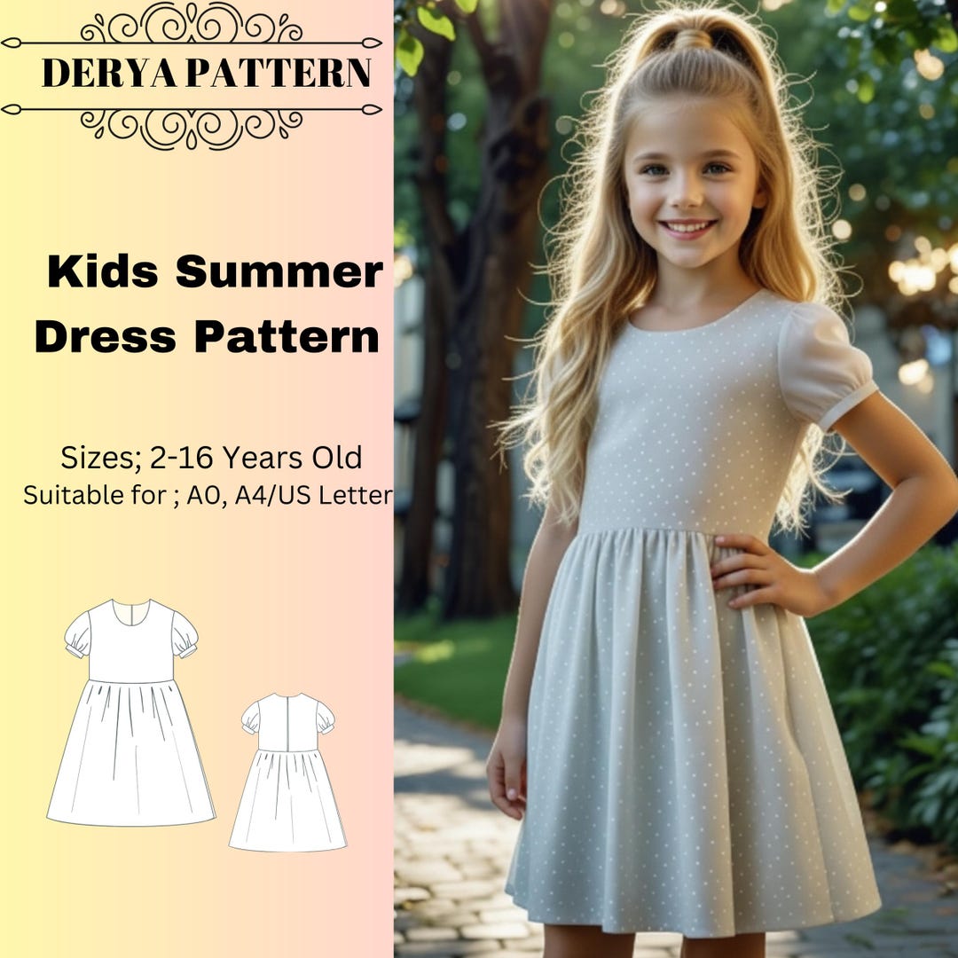 Girl Summer Dress Sewing Pattern,kids Dress Patterns,round Collar ...