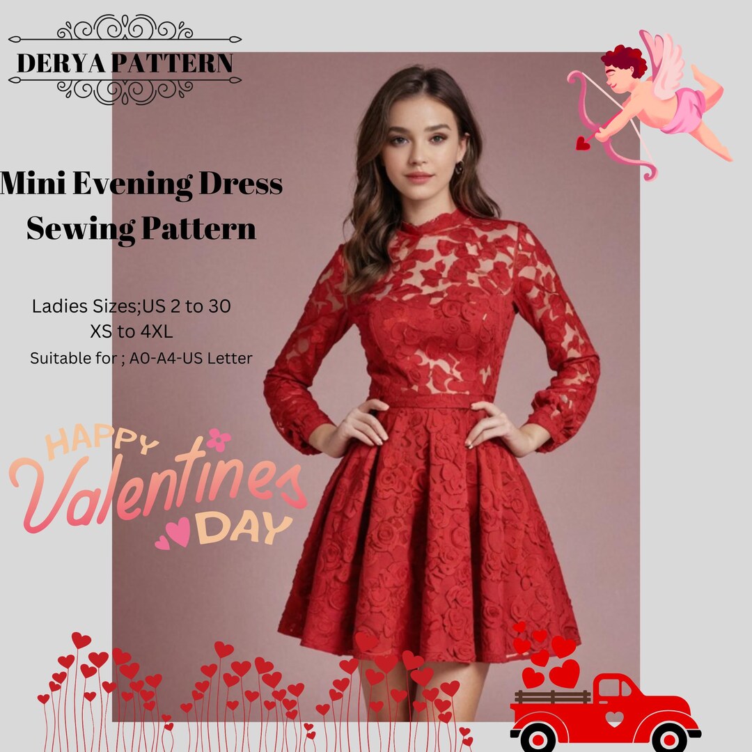 Mini Lace Evening Dress Sewing Pattern - Special Design-new Year US 2 ...