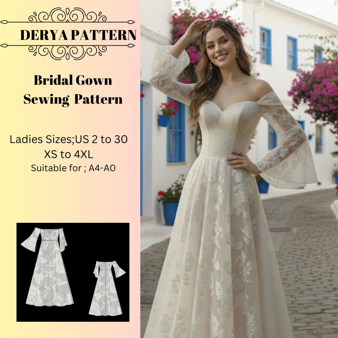 Bridal Gown Maxi Dress Sewing Pattern ,women Dress Patterns,wedding ...