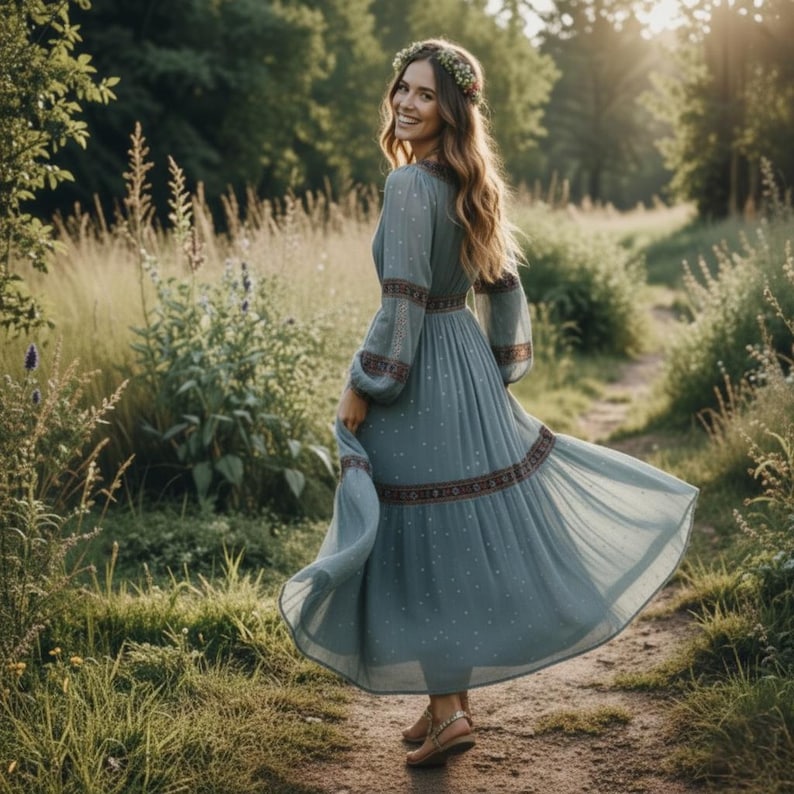 Bohemian Long Dress Sewing Pattern: Ethnic Style (US 2-30) (PDF) - Etsy