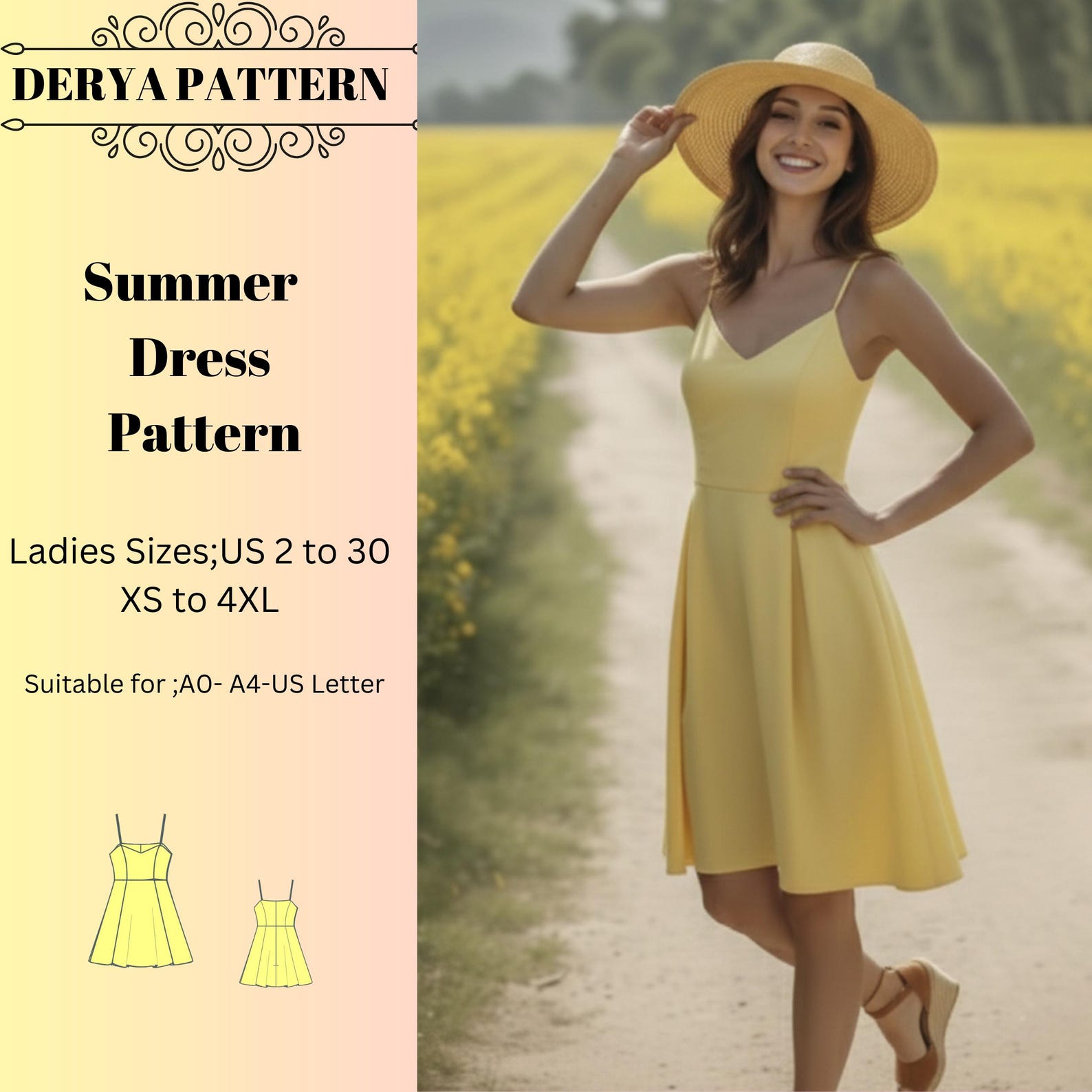 Summer Strap Dress Sewing Pattern: Women US Sizes 2-30 (PDF Digital ...