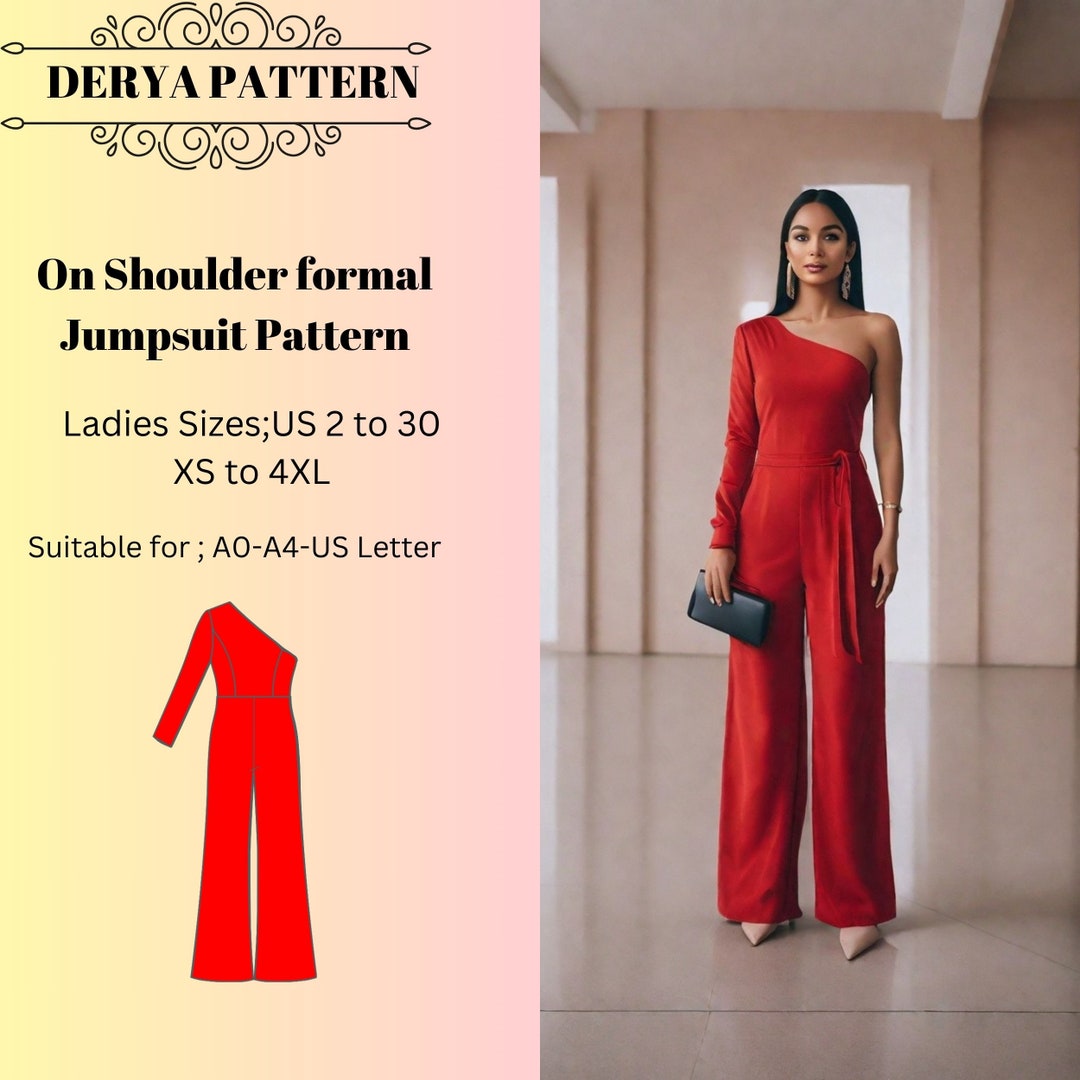 On Shoulder Formal Jumpsuit Pattern, Formal Jumpsuit Pattern, Evening ...