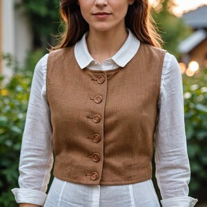 Crop Linen Vest Pattern, Women's Vest Pattern,round Neck Vest , Spring ...