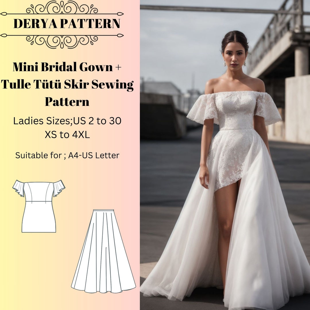 Mini Bridal Gown + Tulle Tütü Skir Sewing Pattern, Ball Gown, Fairy ...