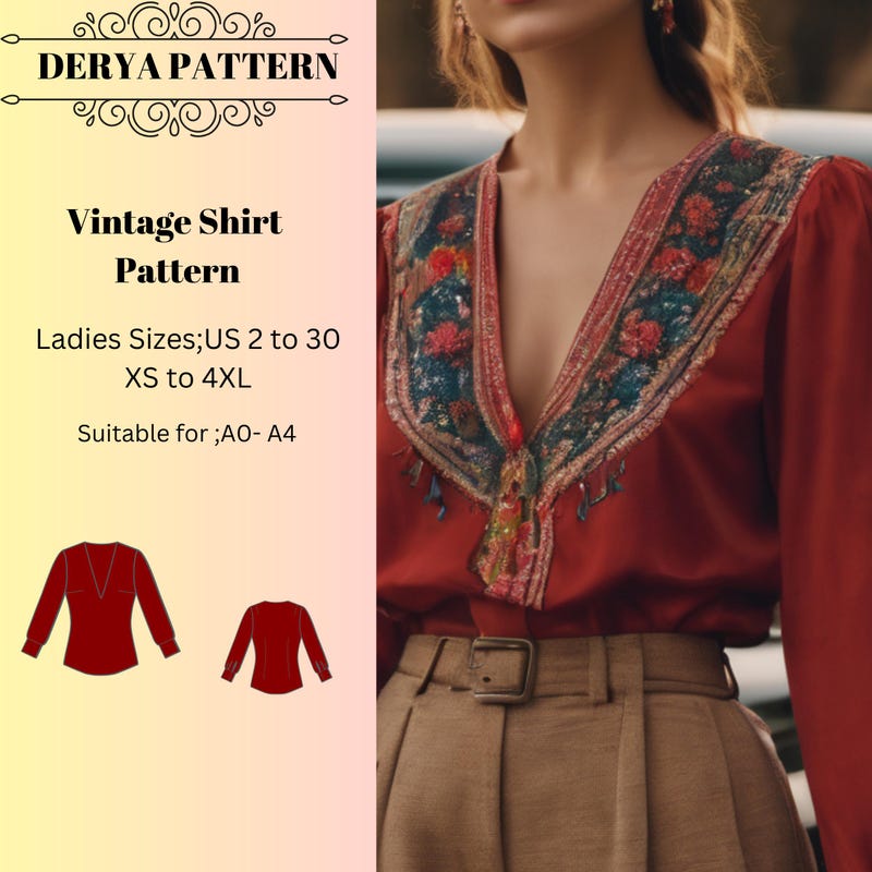 Womens Shirt Pattern - Etsy