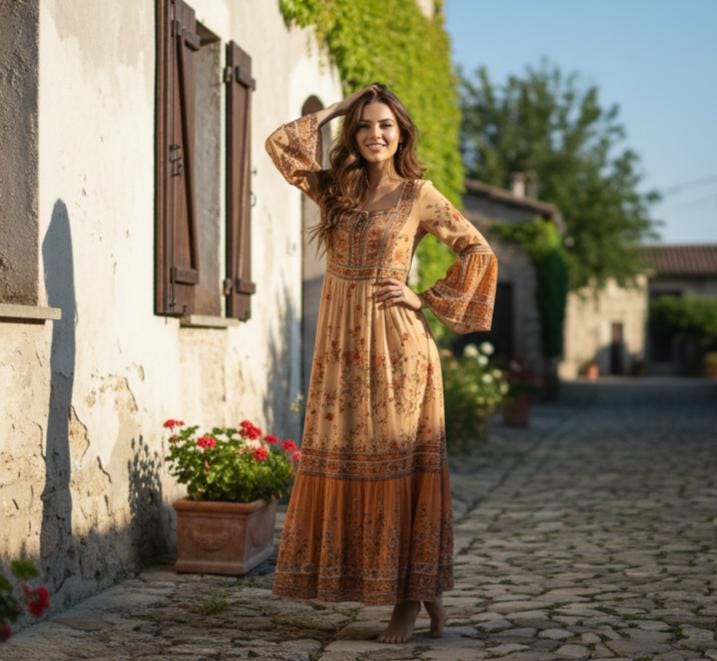 Bell Sleeve Bohemian Dress Sewing Pattern,women Dress Patterns,summer ...