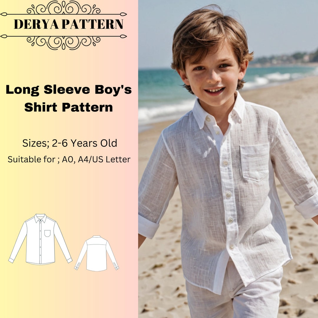 Long Sleeve Boy's Shirt Pattern,boy's Linen Shirt Pattern,boy's Dress ...