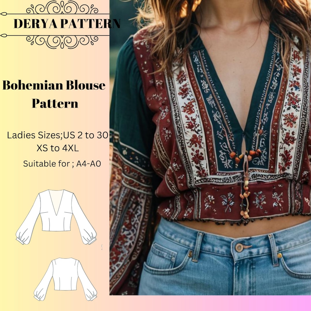Bohemian Blouse Pattern Sewing ,ethnic Blouse Pattern,authentic Blouse ...