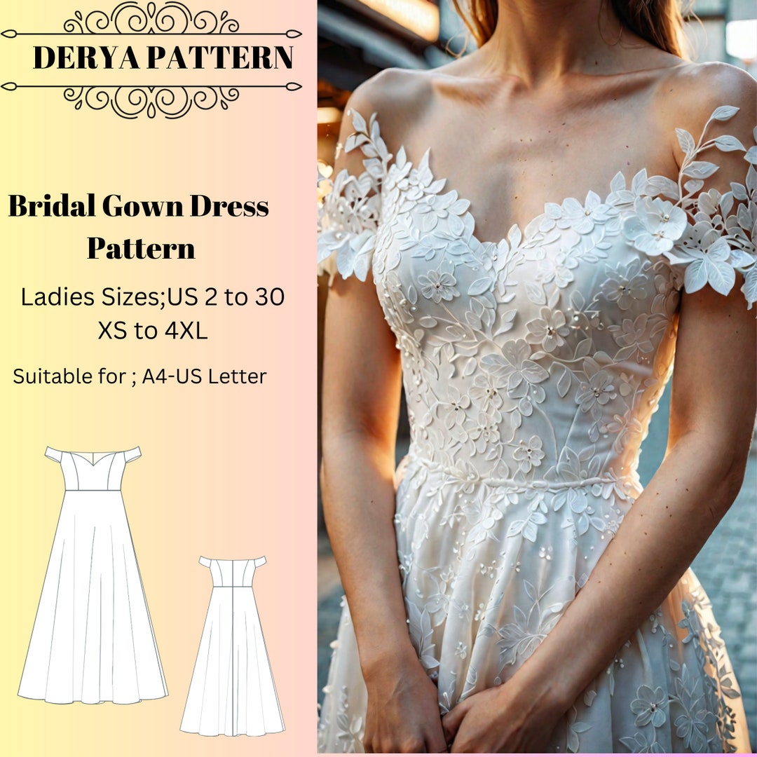 Bridal Gown Sewing Pattern, High-low Dress Pattern, Ball Gown, Fairy ...