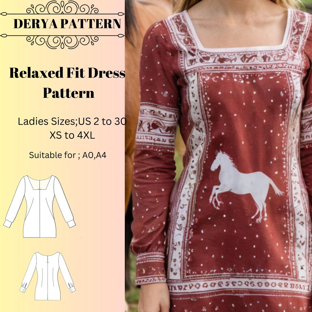 Relaxed Fit Dress Pattern, Summer Dress Pattern,short Spring Dress ...