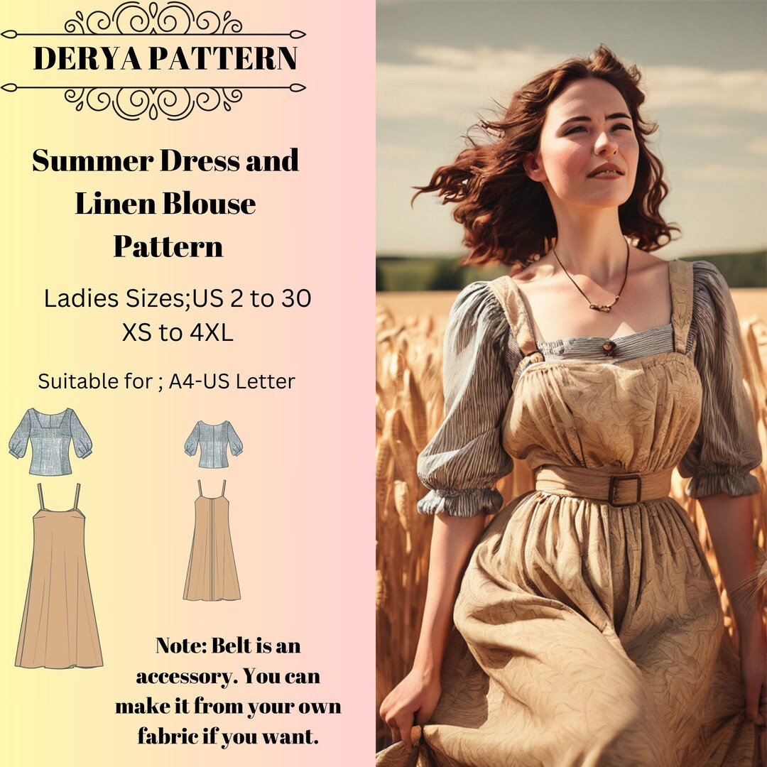 Summer Dress and Linen Blouse Pattern,summer Dress Pattern, Linen ...