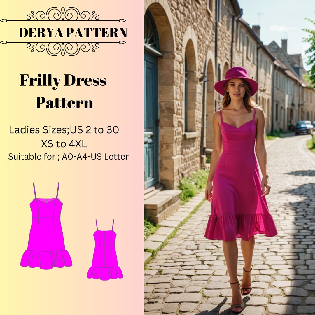 Frilly Dress Sewing Pattern,ball Gown Sewing, Summer Dress Pattern ...