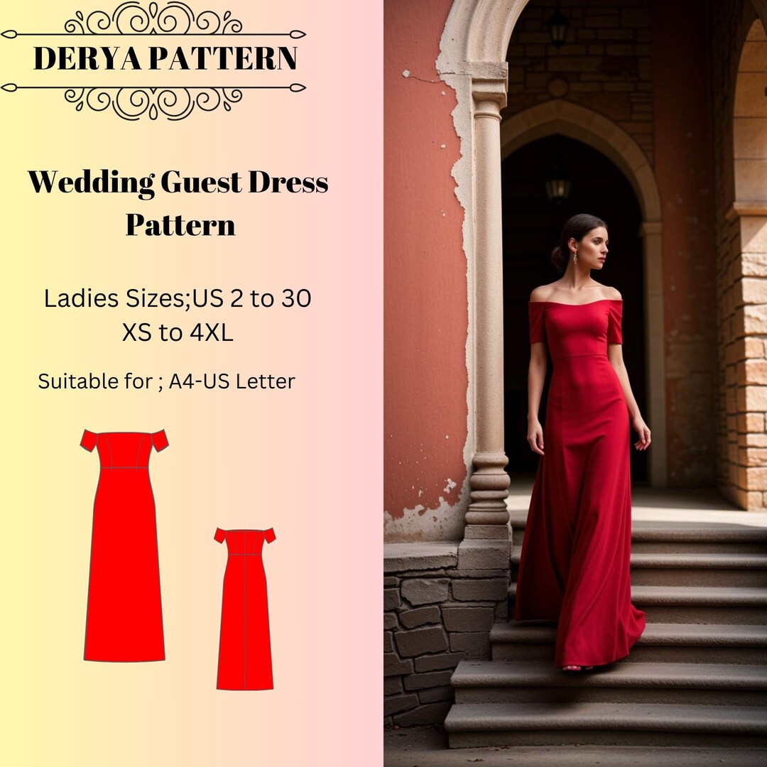 Wedding Guest Dress Pattern, Maxi Circle Dress Pattern, Evening Gown ...