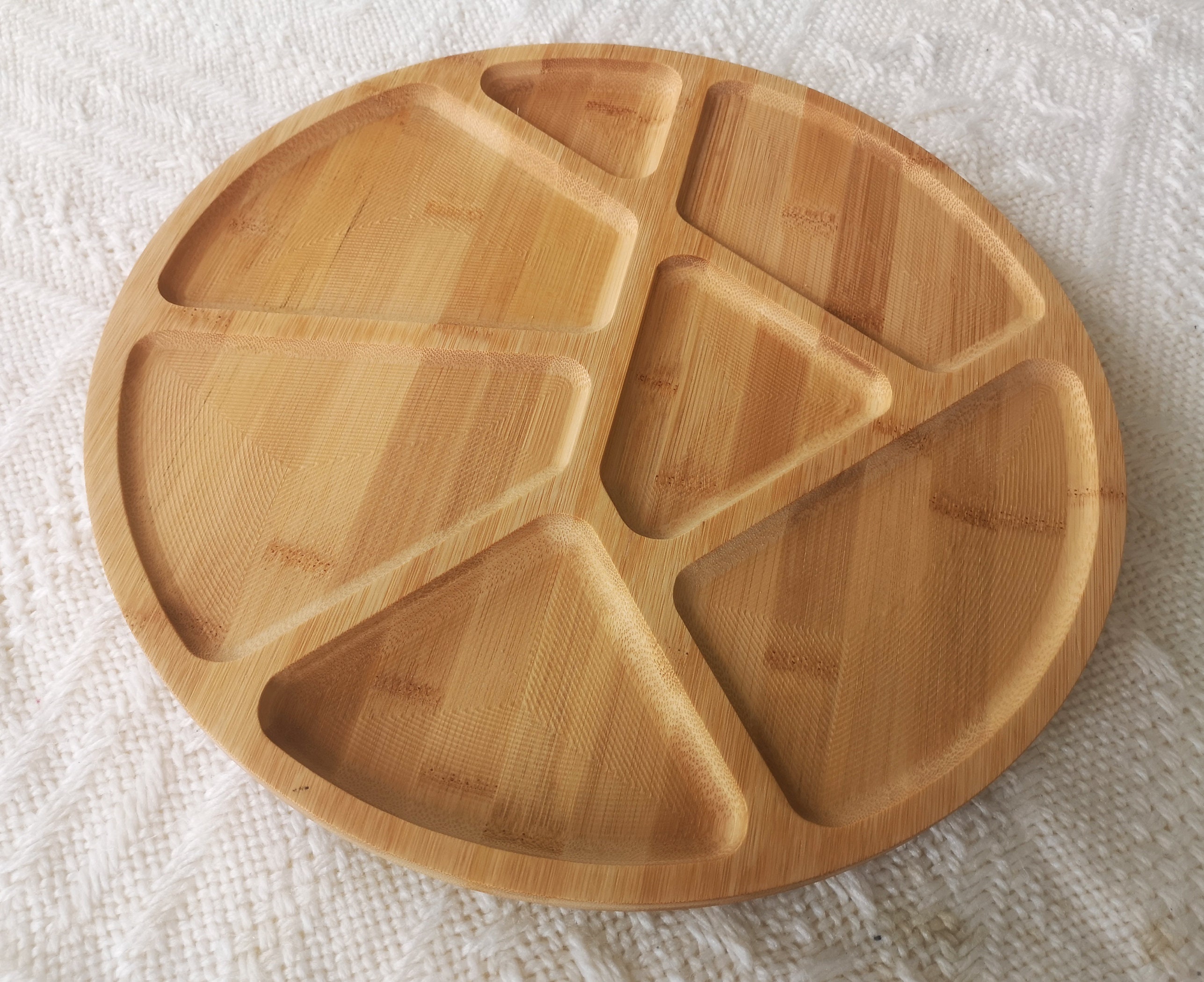 Large Wooden Dish, Section Snack Wooden Plate, Rotating Serving Board ...