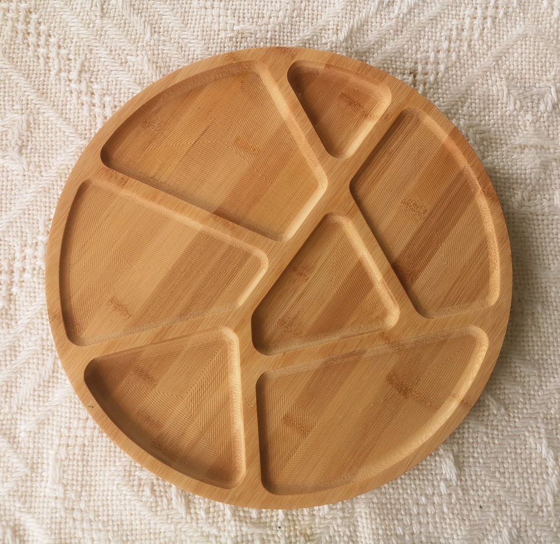 Large Wooden Dish, Section Snack Wooden Plate, Rotating Serving Board ...