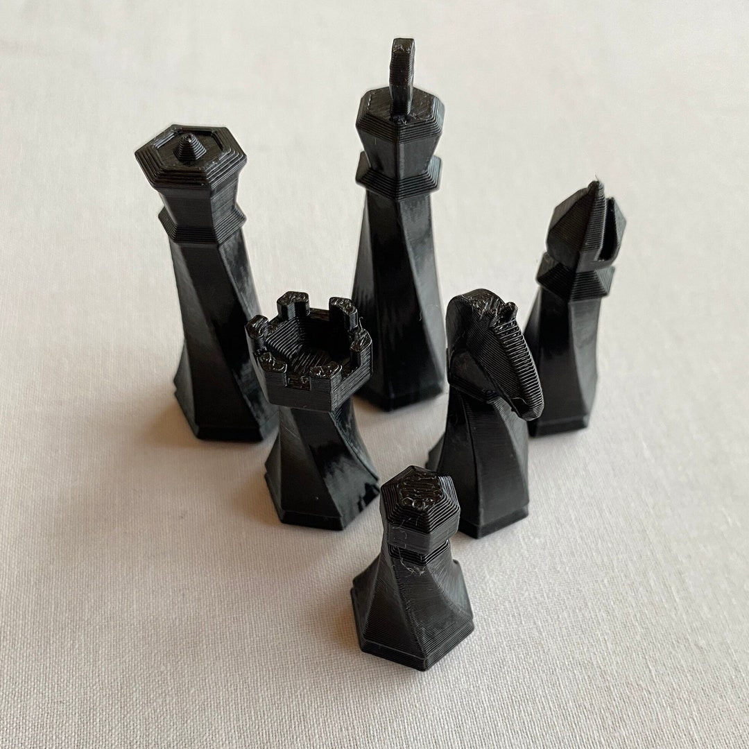Hexagonal Desing Chess Piece Collection, 6pcs Set of Desing Chess ...