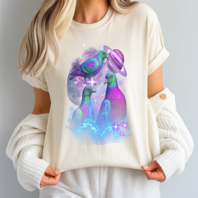 Cosmic Pigeons Bootleg Rap Tee | Dreamcore Comfort Colors Shirt - Etsy