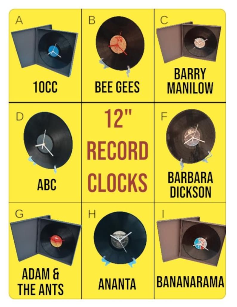 12" Vinyl Record Upcycled WALL CLOCKS in Presentation Box . Many ...