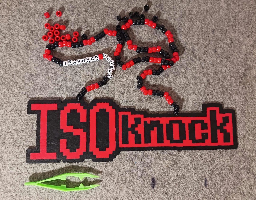 Red and Black Isoknock Perler Necklace - Etsy