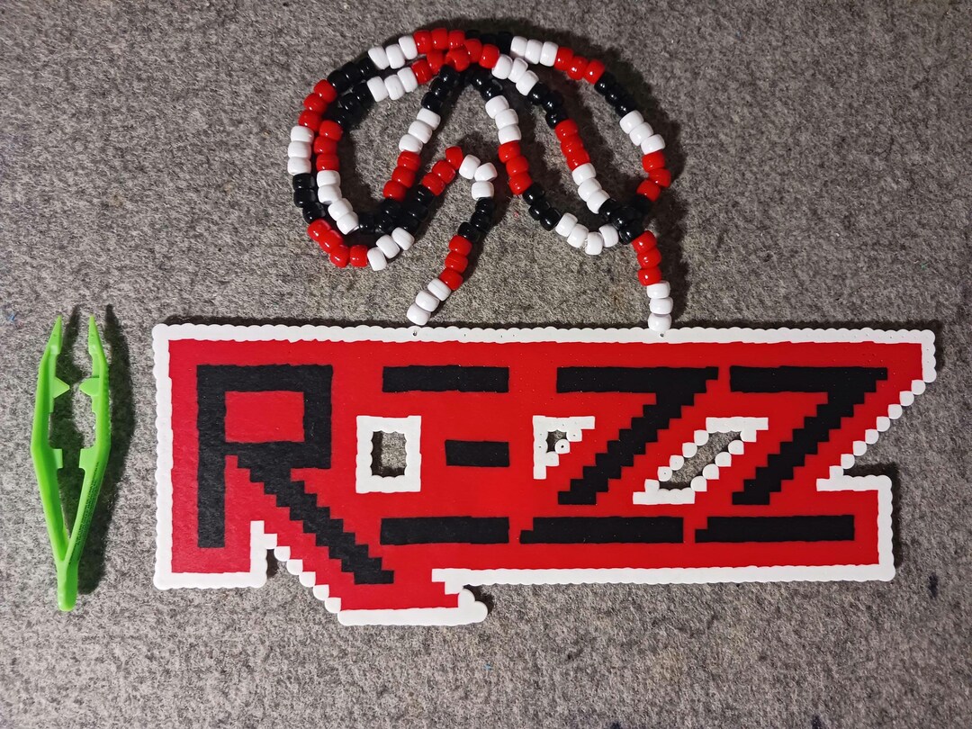 Red Black White REZZ Perler Necklace - Etsy