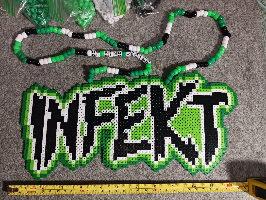 Green, White and Black INFEKT Perler Necklace - Etsy
