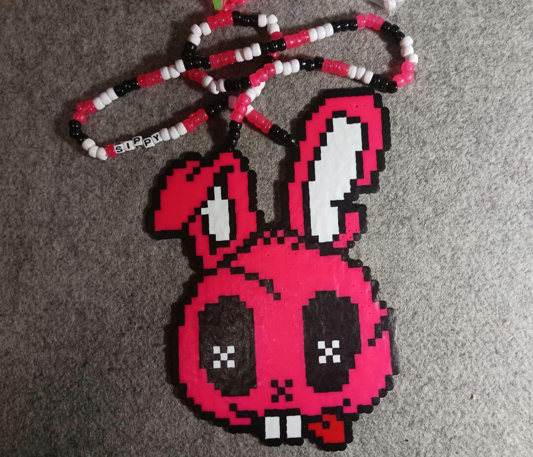 Pink and Black Sippy Perler Necklace - Etsy