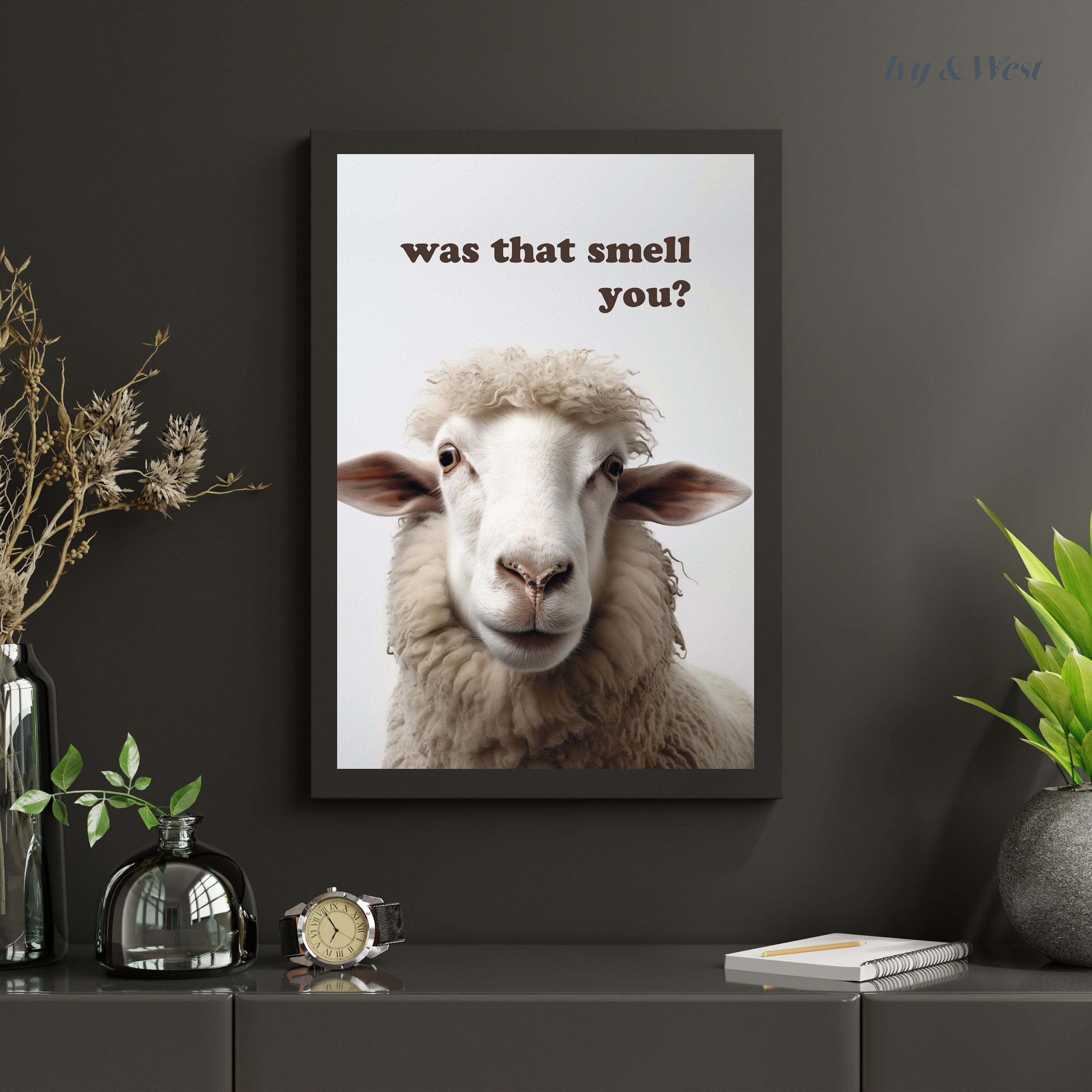 Toilet Cloakroom Wall Art, Funny Bathroom Print, Sheep Saying Was That ...