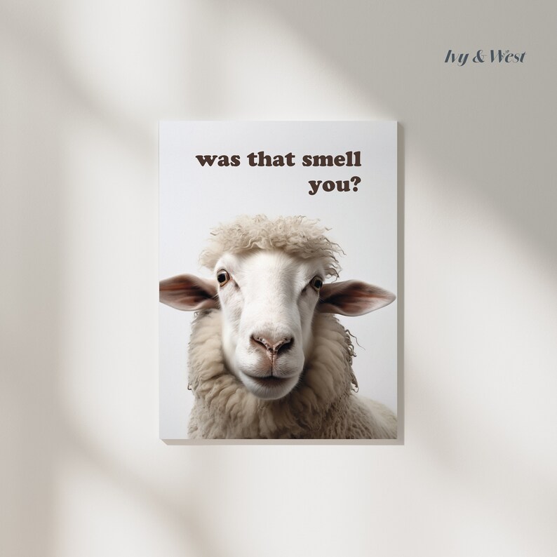 Toilet Cloakroom Wall Art, Funny Bathroom Print, Sheep Saying Was That ...