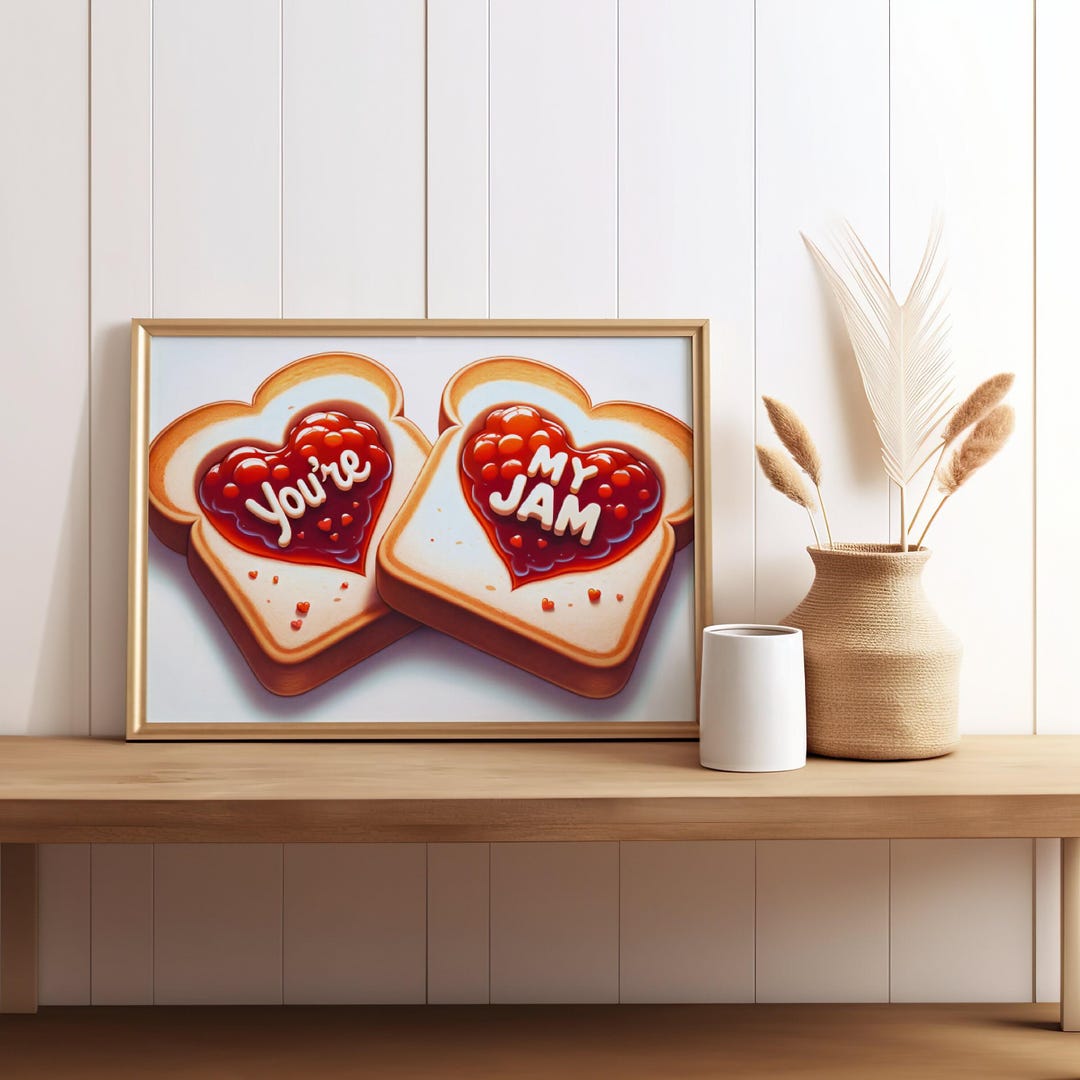 You’re My Jam Art Print, Cute Food Pun Wall Decor, Whimsical Love Toast ...