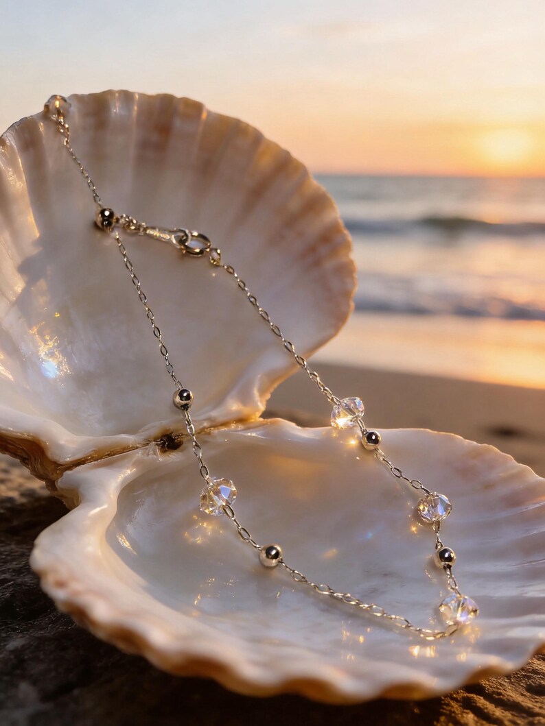 Handmade Austrian Clear Quartz Champagne Crystal Mini Bracelet 14K Gold ...