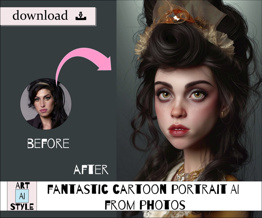 Custom Cartoon Portrait From Photos, AI, Digital Download, Wall Art ...