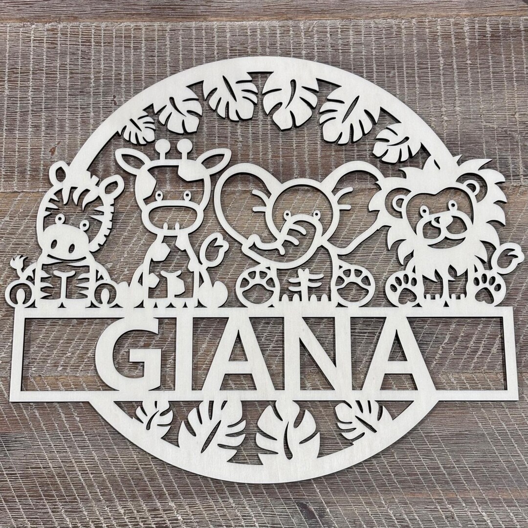 Personalised Round Animal Door Sign, Nursery Door Sign, Baby Name Sign ...