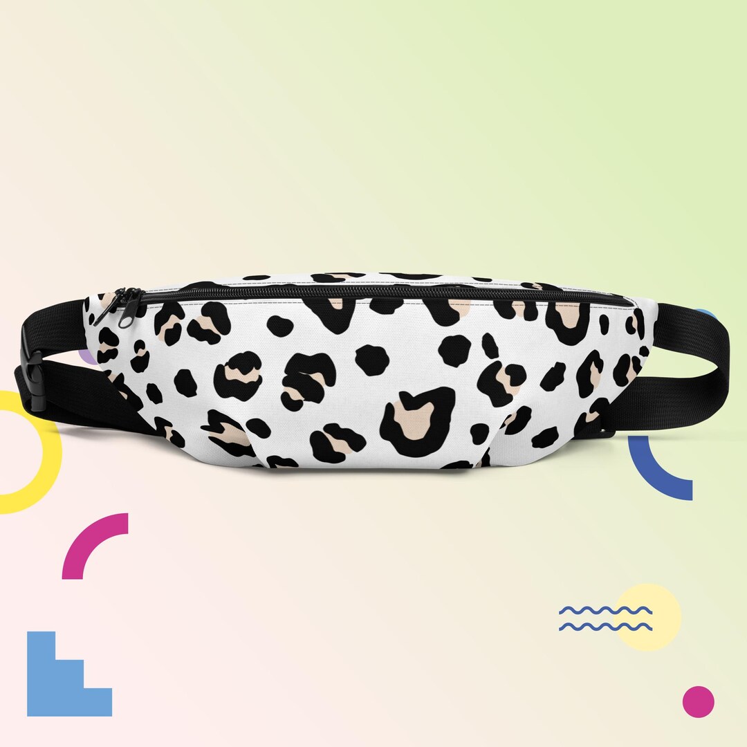 White Leopard Fanny Pack – Colorful Waist Bag for Travel & Festivals ...