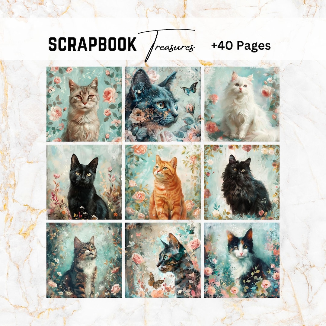 Digital Cat Paper, Tabby, Persian, Manx, Feline, Digital Paper, Junk ...