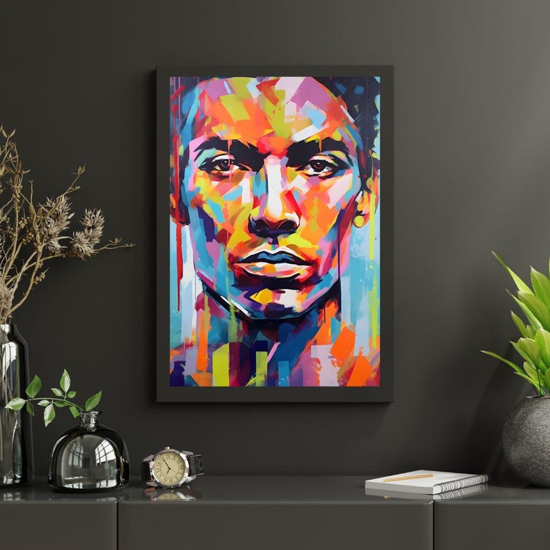 Colorful Man Portrait Wall Art Print - Abstract Girl Poster - Home ...