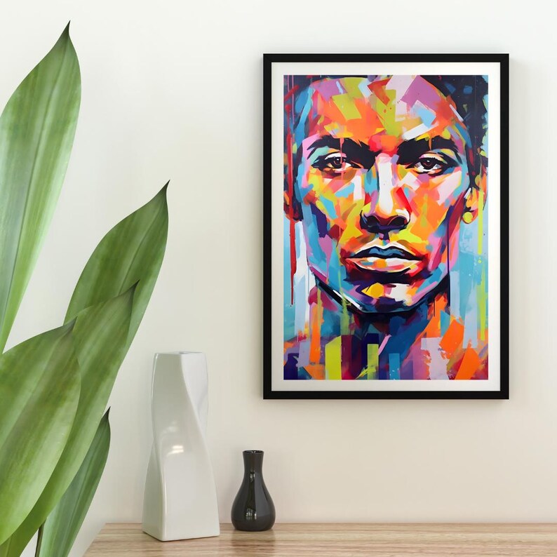 Colorful Man Portrait Wall Art Print - Abstract Girl Poster - Home ...