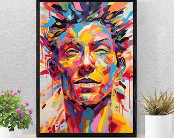 Colorful Man Portrait Wall Art Print - Abstract Girl Poster - Home ...