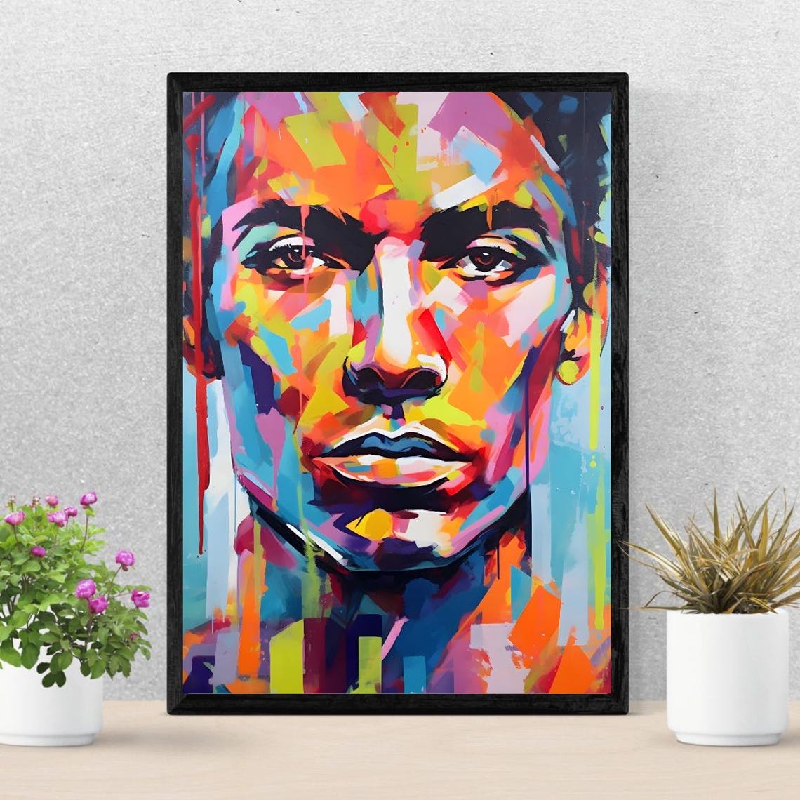 Colorful Man Portrait Wall Art Print - Abstract Girl Poster - Home ...