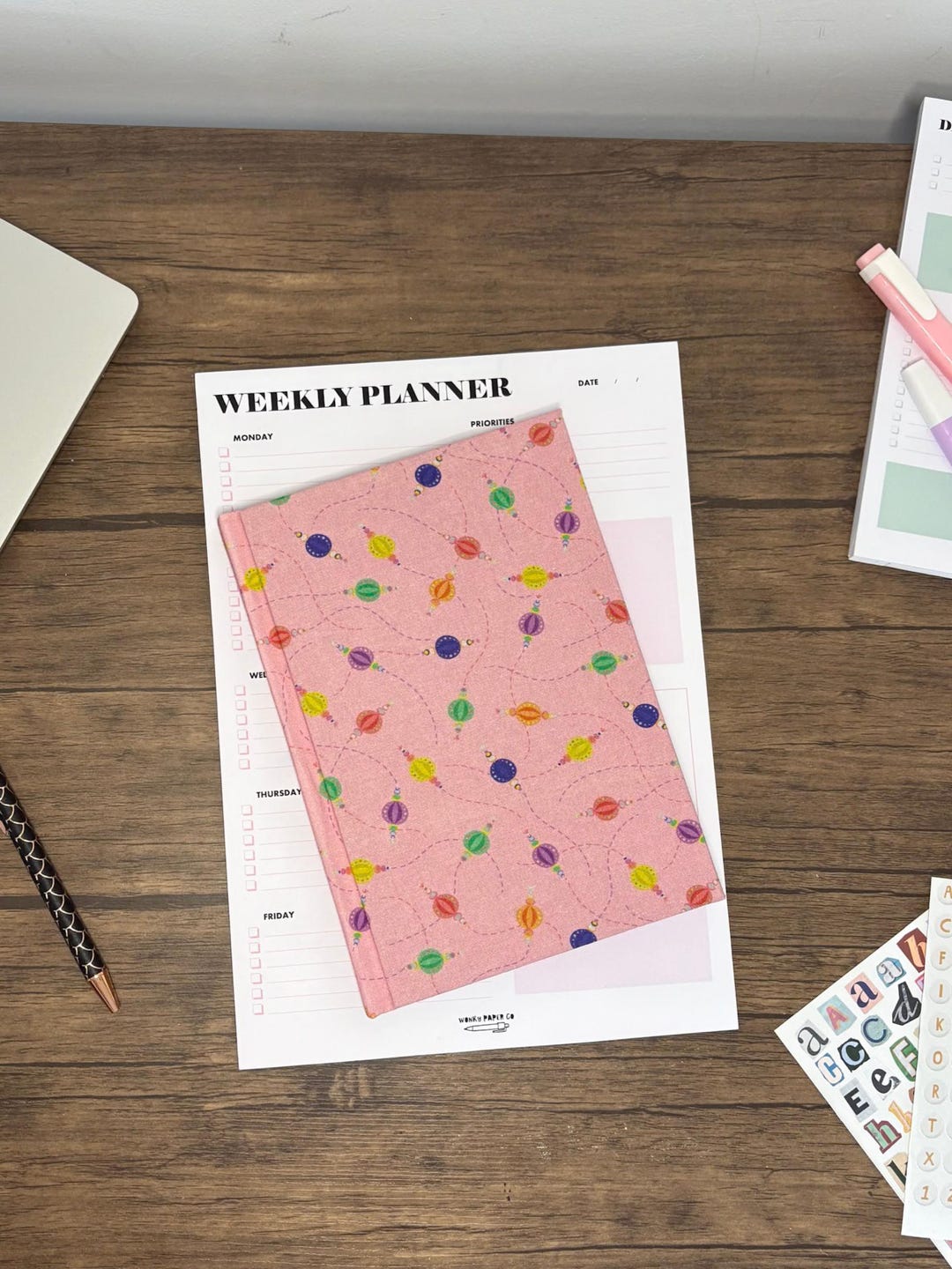 Handmade Hardcover A5 Pink Lay Flat Journal: Cute Pink Colourful ...