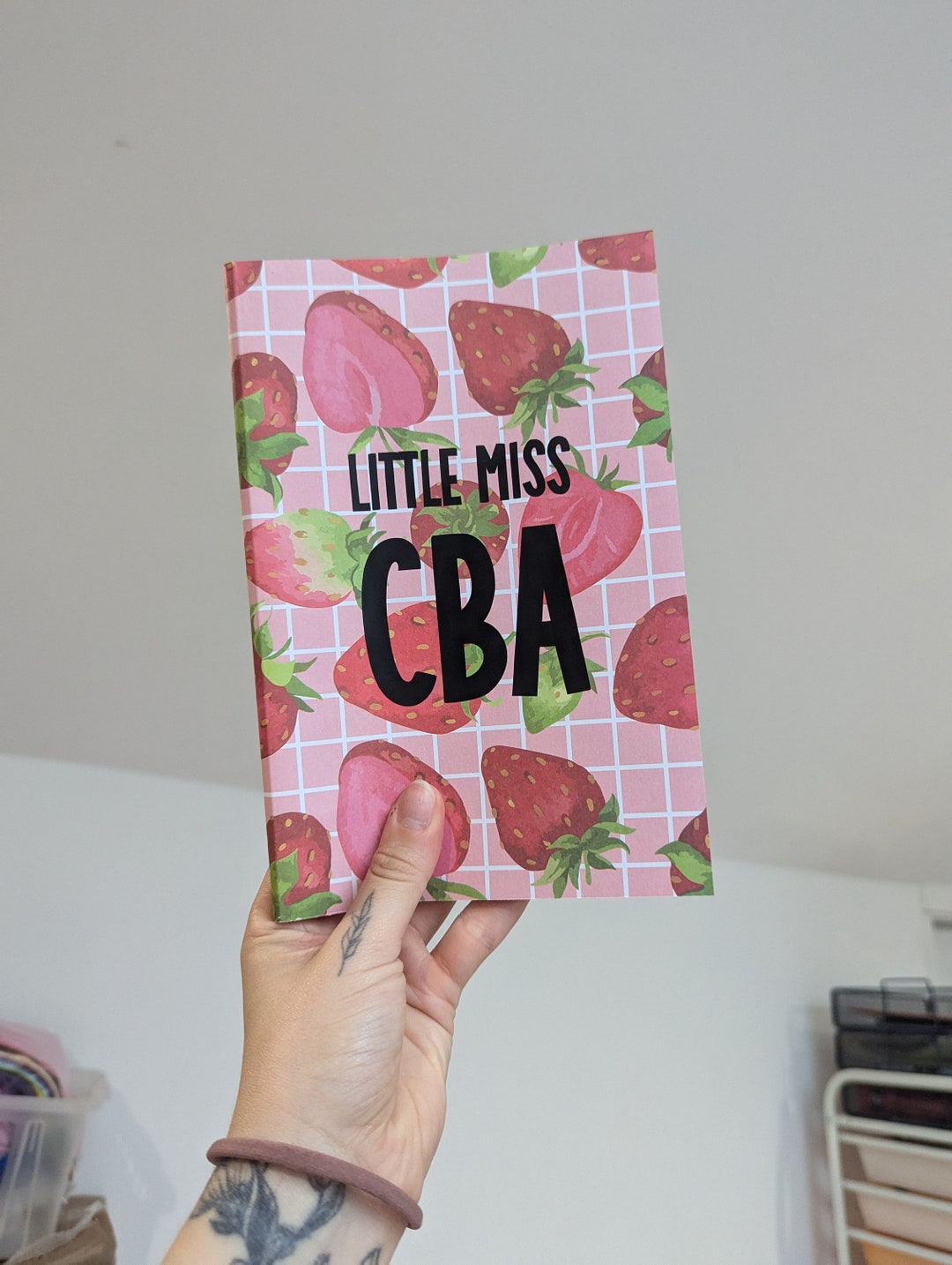 Little Miss - A5 Handmade Pink Checked Notebook, Strawberry Stationery ...