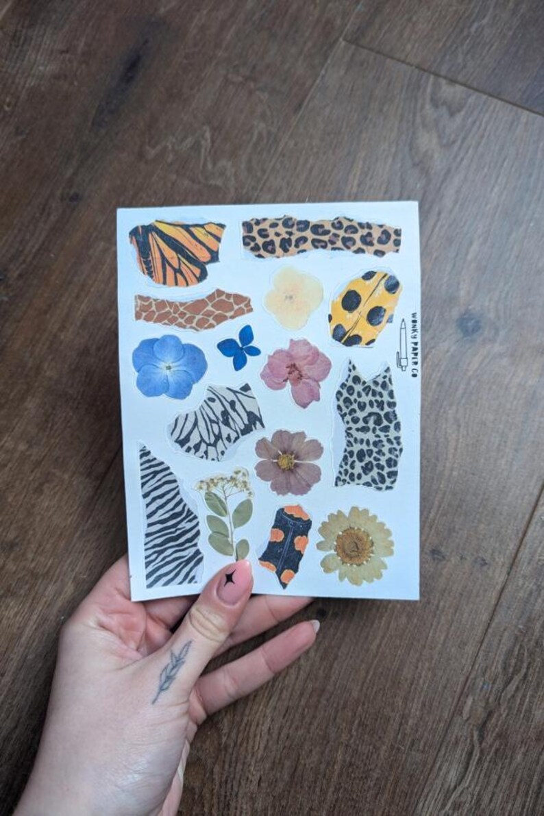 Nature Themed Sticker Sheet for Scrapbooking - Animal Print & Dry ...
