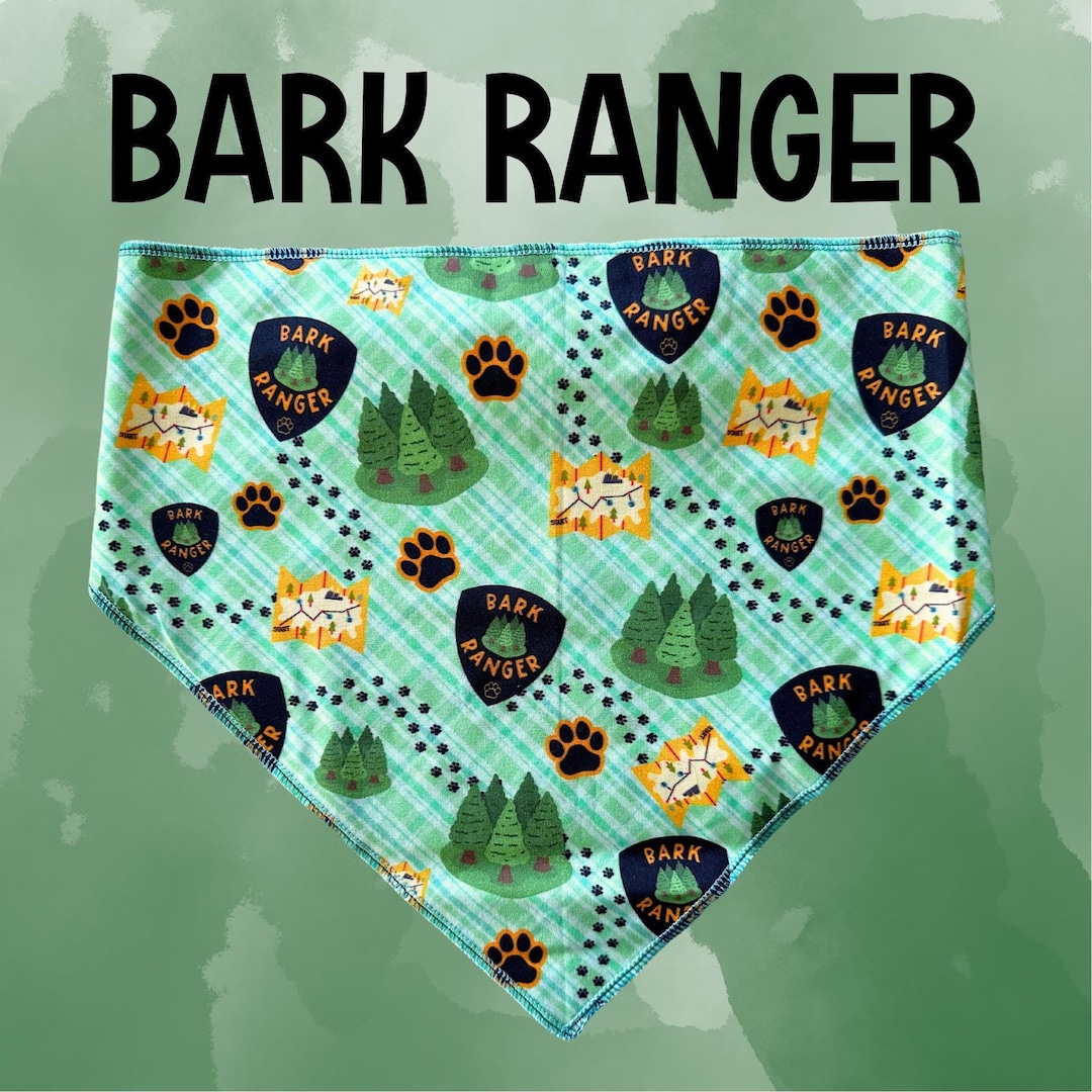 BARK RANGER REVERSIBLE Scrunchie Neck Dog Bandana Hiking National Parks ...